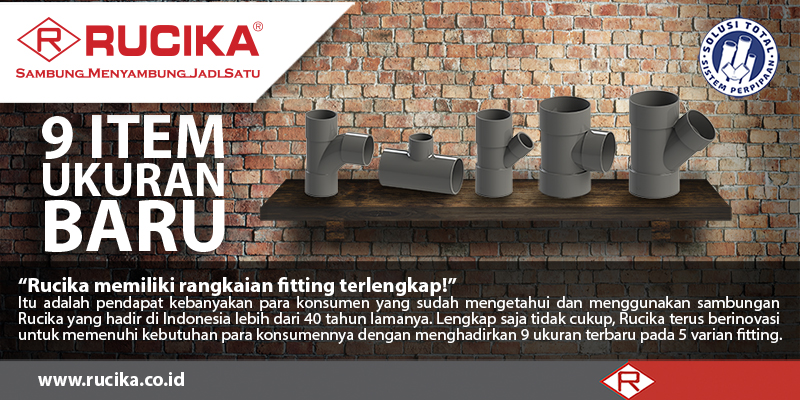 Rucika Fitting Rilis 9 Ukuran Terbaru! - RUCIKA